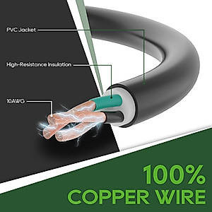 RVGUARD 3 Prong 30 Amp to 30 Amp RV Generator Adapter Cord 12 Inch STW 10/3, L5-30P Locking Male Plug to TT-30R Female with LED Power Indicator, Green
