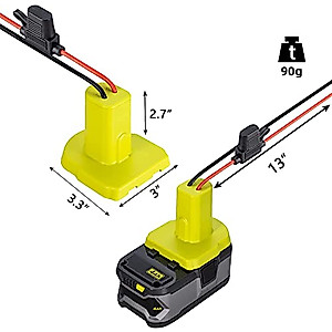Power Adapter Wheel Compatible with Ryobi 18V Battery with 30A Fuse & Wire terminals, Power Connector for Rc Car, 12 Gauge Robotics, Rc Truck, DIY, Work
