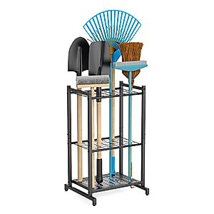 KDSOM Garden Tool Organizer for Garage，Garden Tool Storage Rack with Wheels，Yard Tool Holder for Garage, Shed, Outdoor, Tool Stand