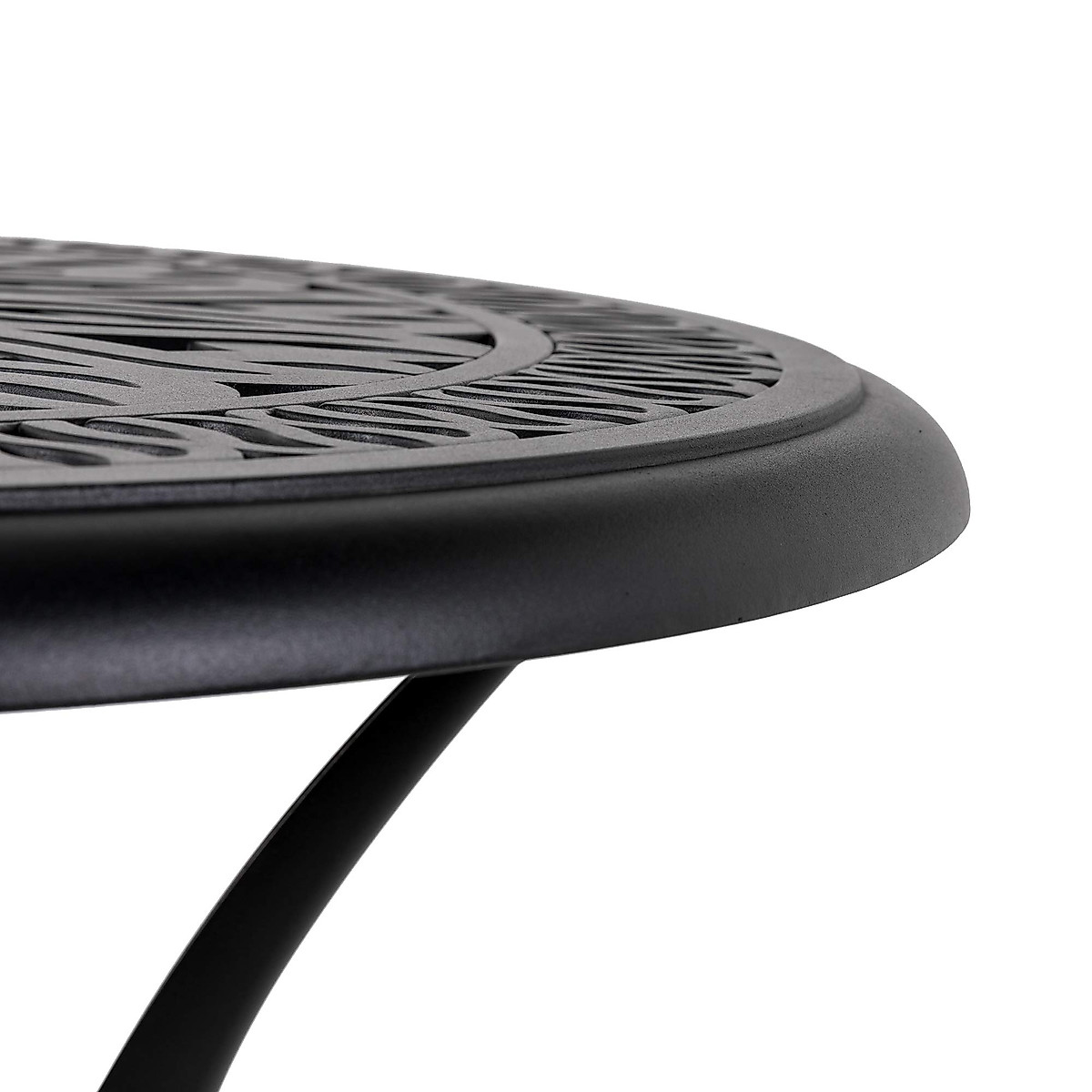 Glitzhome 29" H Round Outdoor Patio Dining Table Cast Aluminum Side Table Furniture Stand with 1.9" D Umbrella Hole for Lawn Garden Backyard