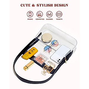 Vorspack Clear Bag Stadium Approved - Cute Clear Purse for Women PVC Clear Stadium Bag for Work Concerts Sports Festivals - Black