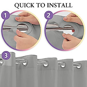 Extra Long No Hook Grey Shower Curtain or Liner Soft Microfiber - 84" Length Fabric Shower Curtain Liner Set, Machine Washable & Water Repellent, Gray, 71x86