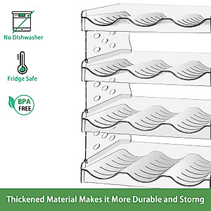 tyrixma Water Bottle Organizer, 4-Tier Stackable Water Bottle Holder Rack for Wine, Drinks and Tumblers, Clear Bottle Holder Storage for Cabinet, Pantry, Refrigerator