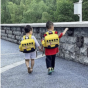 Kids Backpack for Boys Girls Preschool Bookbags 3D Cartoon Daycare Toddler Bags Medium Yellow