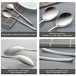 Spoons, Korean Spoons with Long Handles, 2 Pieces Soup Spoons Stainless Steel, Rice Spoon, Asian Soup Spoon, for Home, Kitchen, or Restaurant