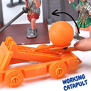 Liberty Imports Medieval Castle Kingdom Knights Action Figure Toy Army Playset with Castle, Figurines, Catapult, and Acessories Kids Playset in Storage Bucket