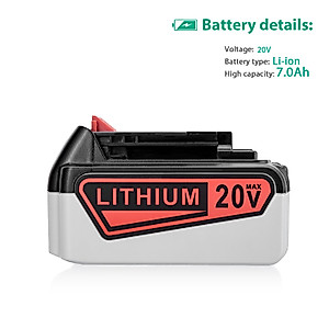 FirstPower 7.0Ah 20V Lithium Battery Replace for Black and Decker 20V Li-ion Batteries LBXR20 LB20 LBX20 LBXR2020-OPE LBXR20B-2 LB2X4020 Compatible with Black and Decker 20V Cordless Tools