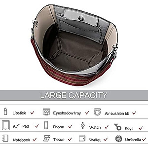 BROMEN Women Handbag Designer Leather Hobo Handbags Grey and Women Wallets Grey Bundle