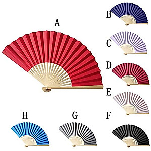 RAZZUM Decorative Folding Fans Solid Hand Held Paper Fans Bamboo Folding Fans Handheld Folded Fan for Party Hand Fan Cool Bamboo Flower Personalized fan