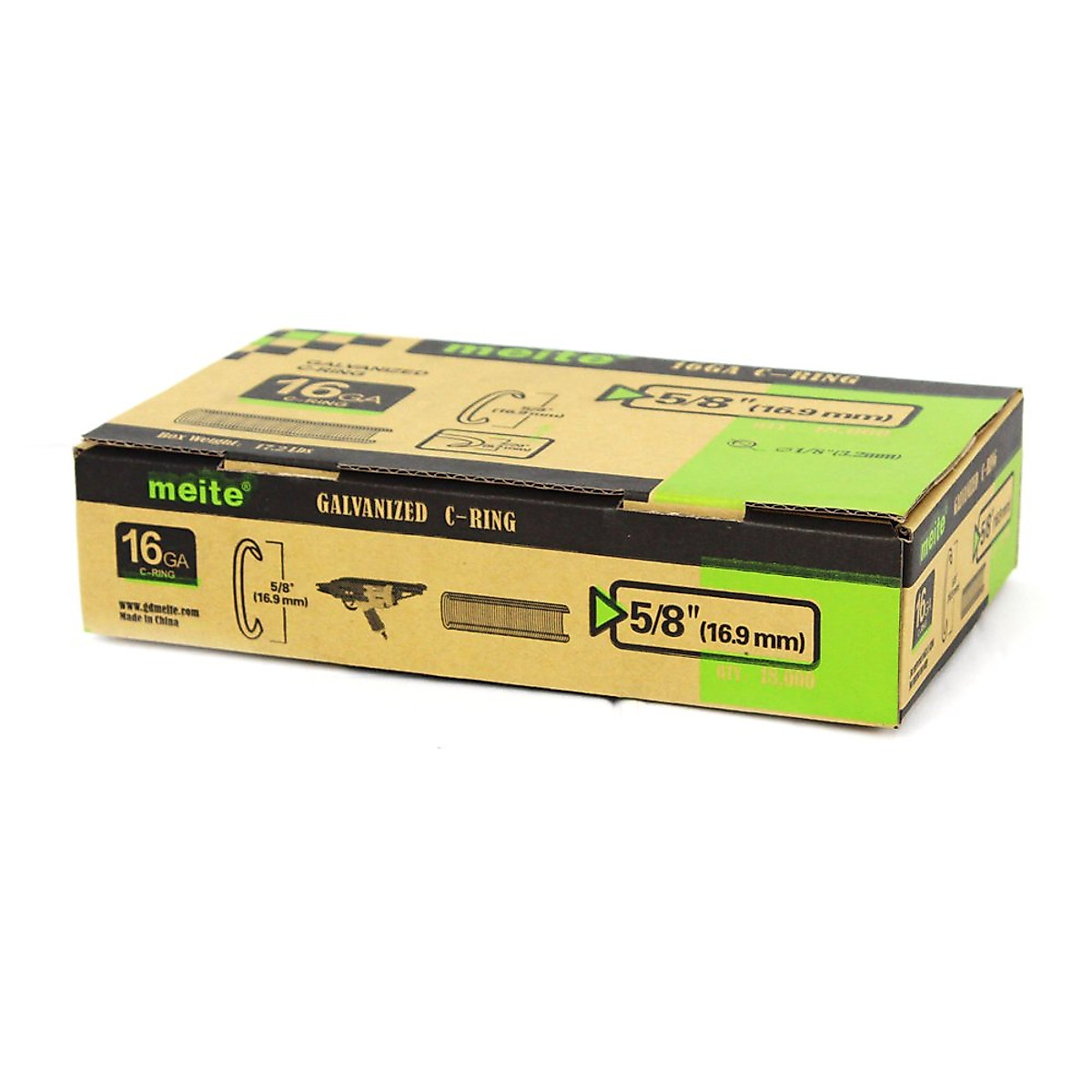 meite SC760 16 Gauge 1/2-Inch Inner Crown 5/8-Inch (16.9 mm) Outer Crown Galvanized C Ring Staples for SC760C/SC760C-I2 C Ring Tools Closing Diameter of 3.2-4.8mm 18,000 PCS/Box (1 Box)