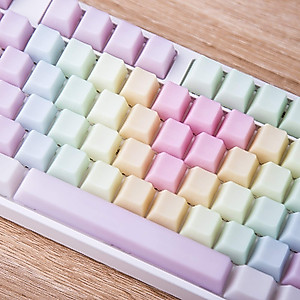 HMANE 109 Keys POM Jelly Keycaps Set, Rainbow Blank Doubleshot Translucent OEM Profile Mechanical Gaming Keyboard Keycaps for 60ï¼…/87 TKL/104/108 Cherry MX Switches (Rainbow/Side Printed)