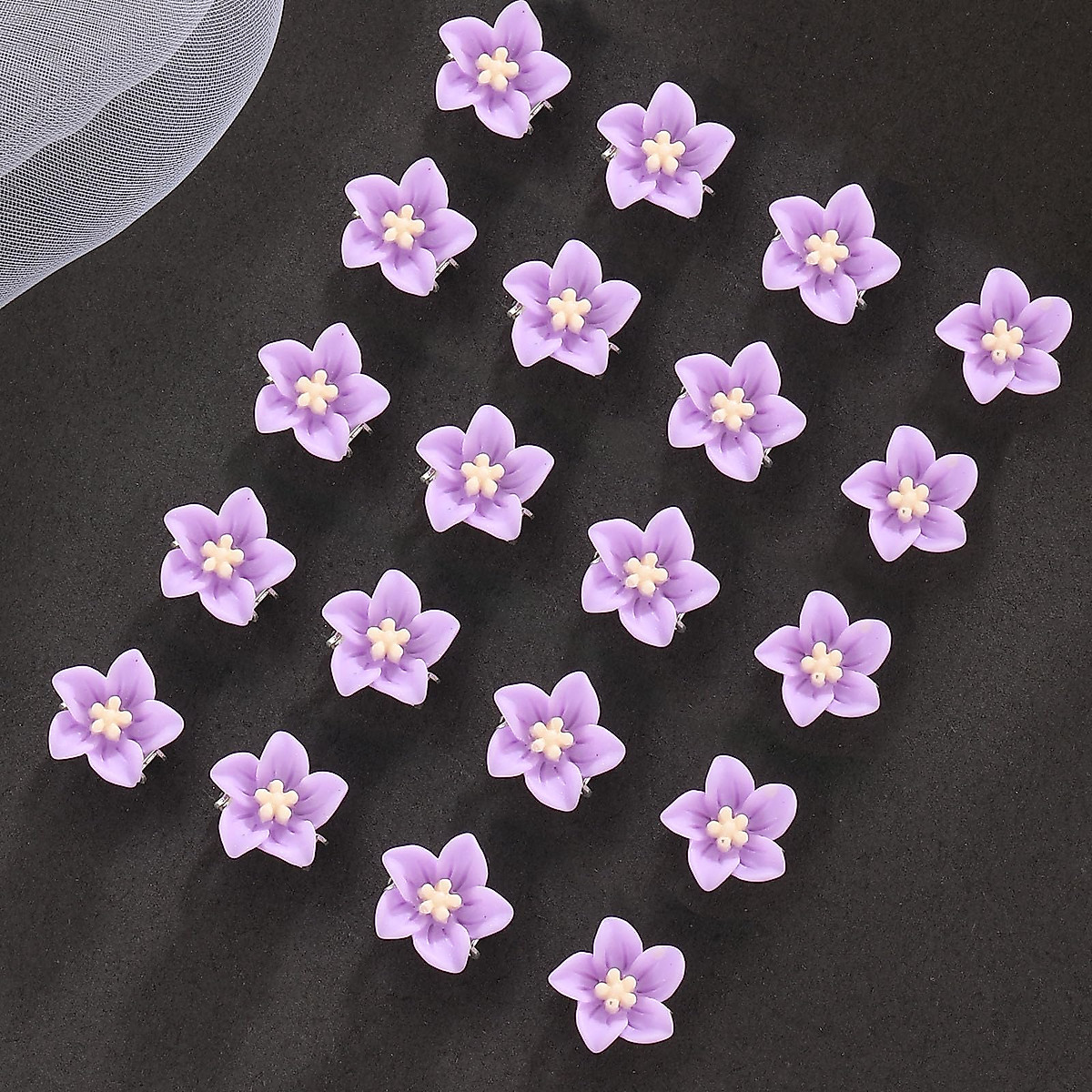 Paderison 20Pcs Flower Clips Purple Hair Accessories for Girls Rapunzel Hair Flowers floral hair pins Small Flower Hair Clips Braided Hair Clips Toddler Girl Hair Clips Flower Girl Wedding