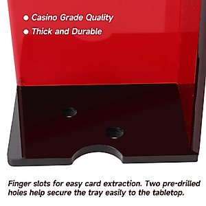 GSE Games & Sports Expert 6 Decks Acrylic Discard Trays, Casino Grade Discard Holder Trays for Blackjack, Bridge, Playing Cards (Red)