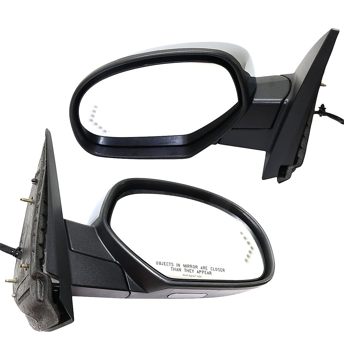 Kool Vue Left & Right Power Heated Mirrors for Chevrolet Silverado 1500 Cadillac Escalade 2009-2014 Power Fold With Signal Light, Memory & Puddle Lamp Chrome without Marker Light; without Spotlight