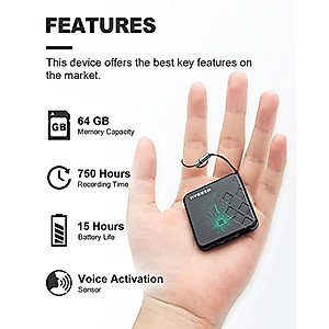 64GB Voice Activated Recorder, Digital Voice Recorder with 750 Hours Recording Storage, 25 Hours Long-Lasting Battery
