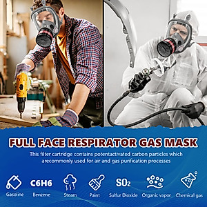 GZYZAMZ Reusable Full Face Gas Respirator, Anti-fog Gas Cover Organic Vapor Respirator Mask with 40 mm Activated Carbon Filter Canister and 2097 Particulate Filter, for Painting, Welding, Chemical
