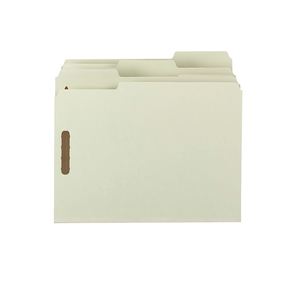 Smead 100% Recycled Pressboard Fastener File Folder, 2 Fasteners, 1/3-Cut Tab, 1" Expansion, Letter Size, Gray/Green, 25 per Box (15003)