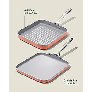 Caraway Griddle Pan & Grill Pan Duo - Non-Stick Ceramic Coated - Non Toxic, PTFE & PFOA Free - Oven Safe & Compatible with All Stovetops – Perracotta