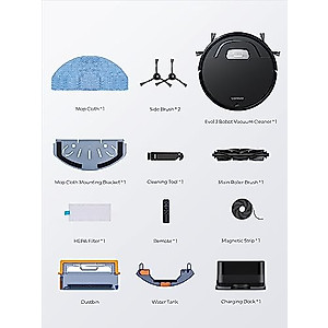 Laresar Robot Vacuums and Mop Combo, Max 4500Pa Suction, Evol 3 Robotic Vacuum Cleaner with Auto Carpet Boost, Self-Charging, App&Remote&Voice Control, Super-Slim, Ideal for Pet Hair and Carpets