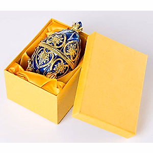 SEVENBEES Hand Painted Faberge Egg Box Hinged Jewelry Trinket Boxes for Home Decor