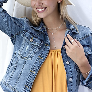 Silpada 'Marvel Lariat' Cubic Zirconia Pendant Necklace in Sterling Silver, 16" + 2"