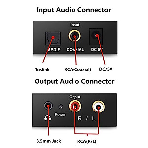 Digital to Analog Audio Converter By Golden^Li DAC Digital SPDIF Optical to Analog L/R RCA Converter Toslink Optical to 3.5mm for PS3 Xbox HD DVD PS4 Amps