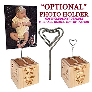 Glitzby Baptism - Christening - Dedication Keepsake - Personalized Baby Block Baptizm Gift Custom Engraved Wooden Baby Block for Boy & for Girl keepsake from godparent godmother