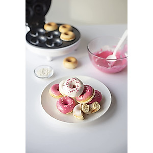 Mini Donut Maker, Electric Non-Stick Surface Makes 7 Small Doughnuts, Decorate or Ice Your Own for Kid Friendly Dessert or Snack