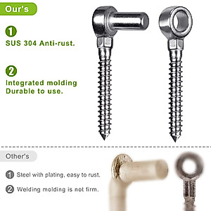 Insaga Gate Hinges, 304 Stainless Steel Wood Gate Hinge, M12 Hook and Eye Hinges, Partial Thread Gate Bolt Hook, Gate Hardware for Wooden Gates Fences, 1Pair