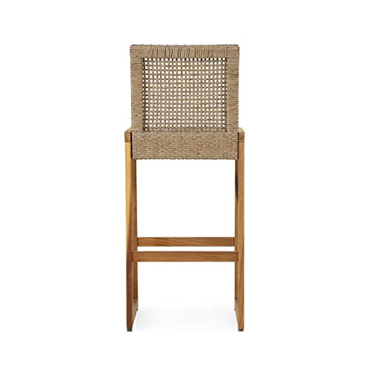 Elon Outdoor Barstools - Wicker and Acacia Wood - Light Multi-Brown/Teak (Set of 2)