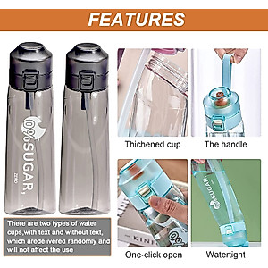 Orgonite Alr Water Bottle Starter Set Up, 650ml Sports Alr Water Bottle Up BPA Free With Straw, Drinking Bottles with 1 Random Flavour Pods Scented 0 Sugar Fruit Fragrance Water Cup for Outdoor Gym