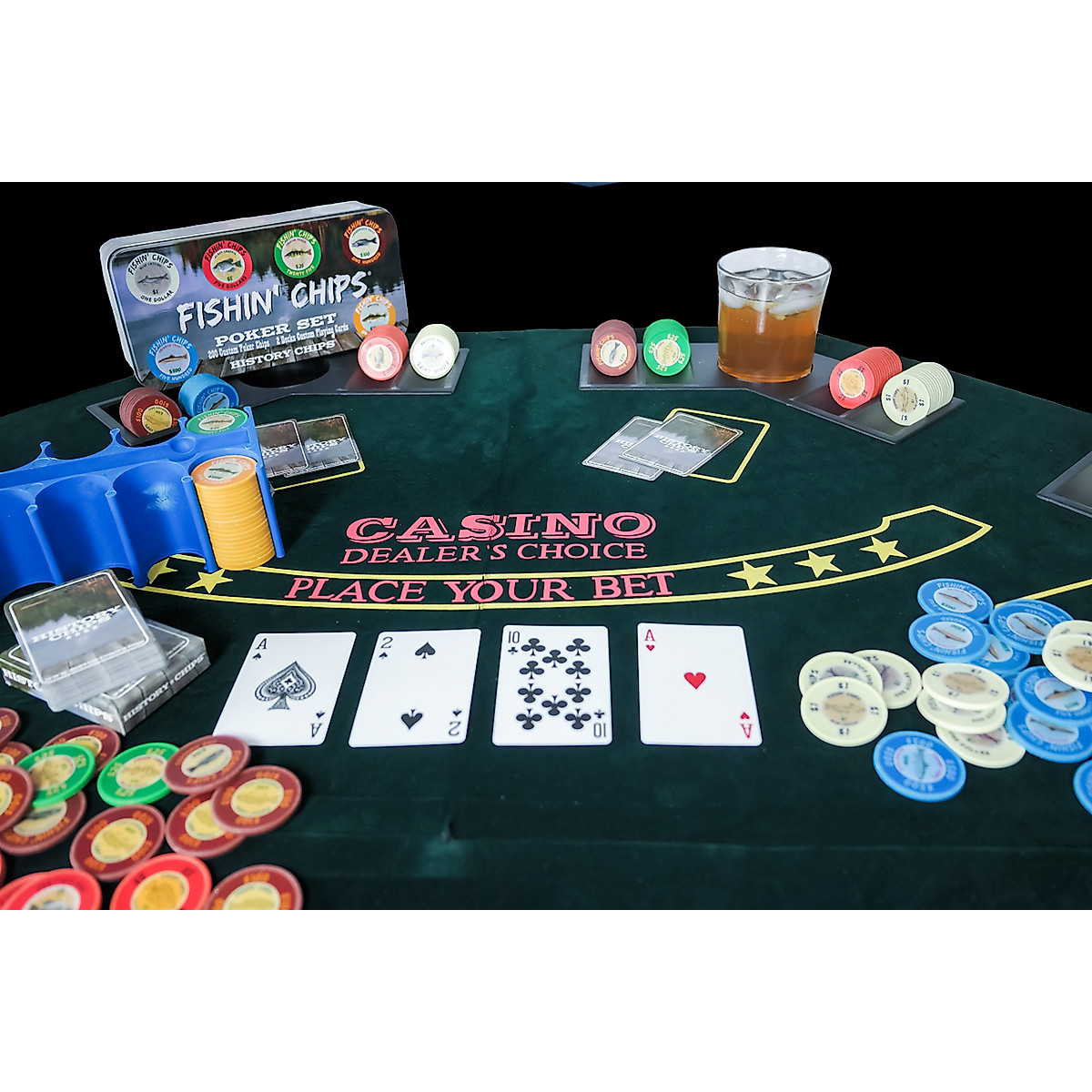 Fishin' Chips - Freshwater - Premium Quality Poker Chips and Playing Card Set