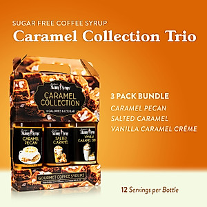 Jordan's Skinny Syrups Sugar Free Coffee Syrup Collection, Caramel Pecan, Salted Caramel, and Vanilla Caramel Cream, Zero Calorie Flavoring Syrups for Coffee, 12.7 Fl Oz, 3 Variety Pack
