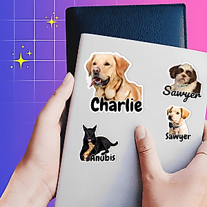 Personalized Pets Photo Sticker Custom Your Own Pet Dog Cat Photo Text Name Images Customized Vinyl KissCut Sticker Water-Resistant Laptop Phone Guitar Water Bottle Bumper Stickers Decals Gifts Idea