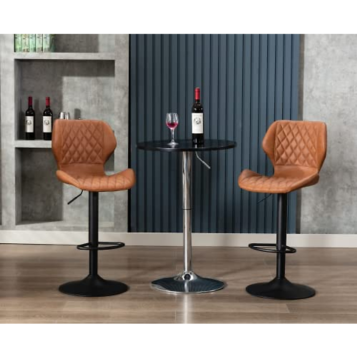 EALSON Swivel Bar Stools Set of 2 Modern Counter Height Barstools PU Leather Bar Chairs with Back Adjustable Kitchen Island Stools for Home Bar/ Dining Room, Brown