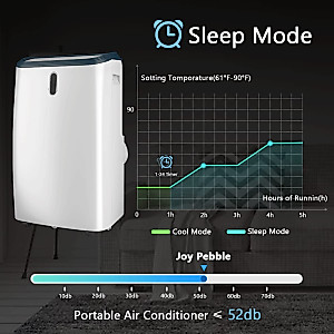 Joy Pebble Portable Air Conditioner 12000 BTU,Portable AC Unit for Room Cools up to 550 Sq.ft,Air Conditioner Portable 3-IN-ONE for Cooling&Dehumidifier&Fan,With Remote Control,24Hrs Timer,3 Fan Speed