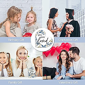 Yulejo Acrylic Heart Shaped Sign Decor with Butterflies Appreciation Heart Tables Centerpiece Inspirational Desk Keepsake Gift for Colleague Friends Coworker Teacher Christmas(You Are Loved)