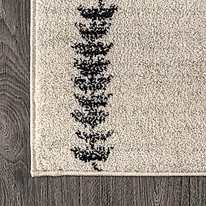 JONATHAN Y MOH203A-8 Zaina Moroccan Beni Souk Indoor Farmhouse Area-Rug Bohemian Minimalistic Geometric Easy-Cleaning Bedroom Kitchen Living Room Non Shedding, 8 X 10, Cream,Black