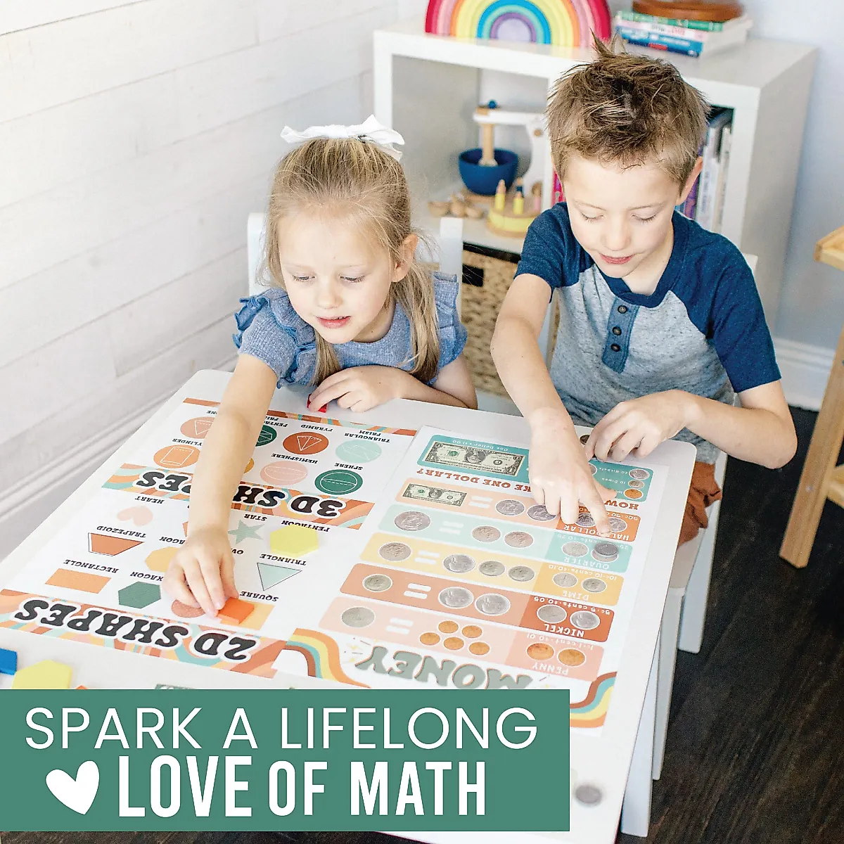 Hadley Designs Math Posters for Elementary School – Multiplication Chart Poster, Place Value Chart for Classroom Wall, Retro Math Classroom Decor