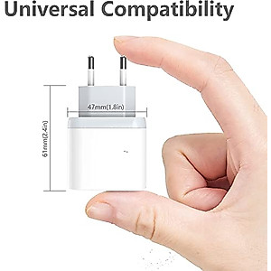 Anigaduo 25W USB C European Plug Adapter with 6FT Cable for iPhone 14/14 Pro/14 Pro Max/14 Plus/13/12/11, Travel USBC Charging Power Charger Cord for Europe EU Euro Spain Italy France Germany…