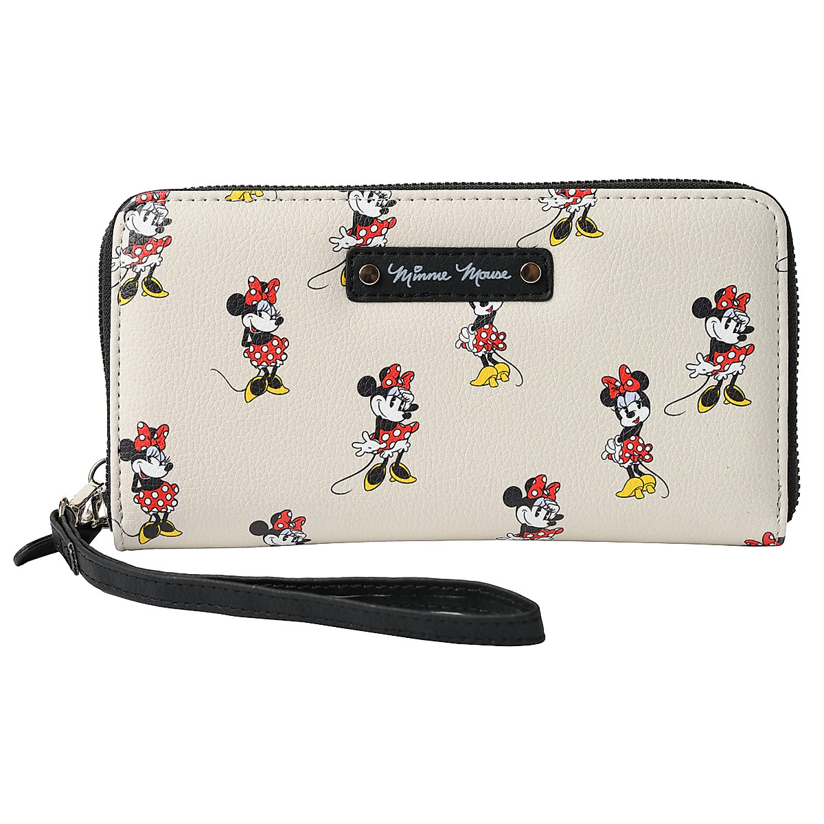 Disney Wallet Wristlet Zip Clutch Faux Leather (Minnie Mouse Cream)