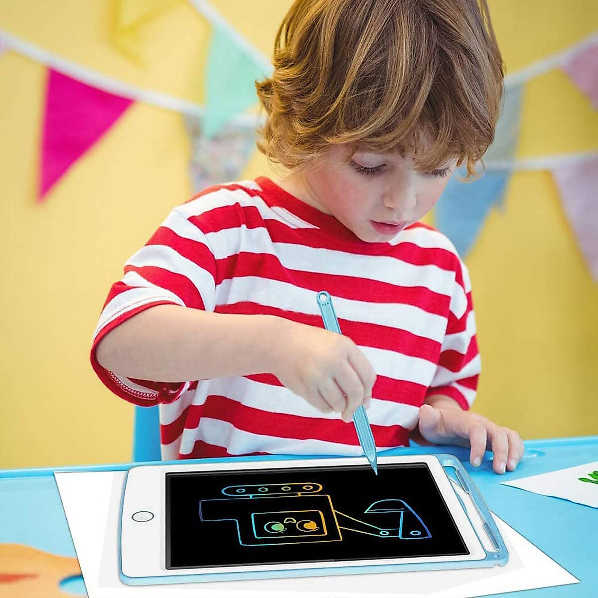 ScriMemo LCD Writing Tablet,10-Inch Drawing Tablets Kids Doodle Board Colorful Sketch Pad Reusable Magnetic Drawing Board Gifts for Kids and Adults at Home, School and Office (Black)