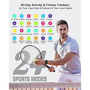 Smart Watches for Men iPhone Compatible: 1.78" Big Face Smart Watch for Android and iOS Phones, IP68 Waterproof Smartwatches Fitness Tracker of Heart Rate Sleep Monitoring for Women, Seniors -Black