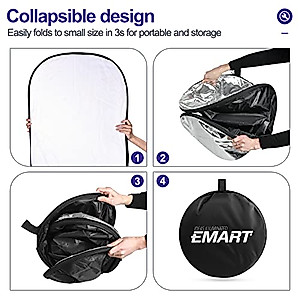 EMART 24'' x 36'' (60 x 90cm) Light Reflectors 5-in-1 Photo Collapsible Photography Reflector Large Oval Portable Collapsible Light Reflector Photography Panel for Studio Video