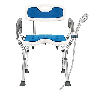 Shower Chair with Arms and Back Heavy Duty 330lbs, Shower Chair for Inside Shower, Shower Seat for Inside Shower Bathroom Chair with Cutout Seat & Cold-Proof Pads, Tools-Free Assembly