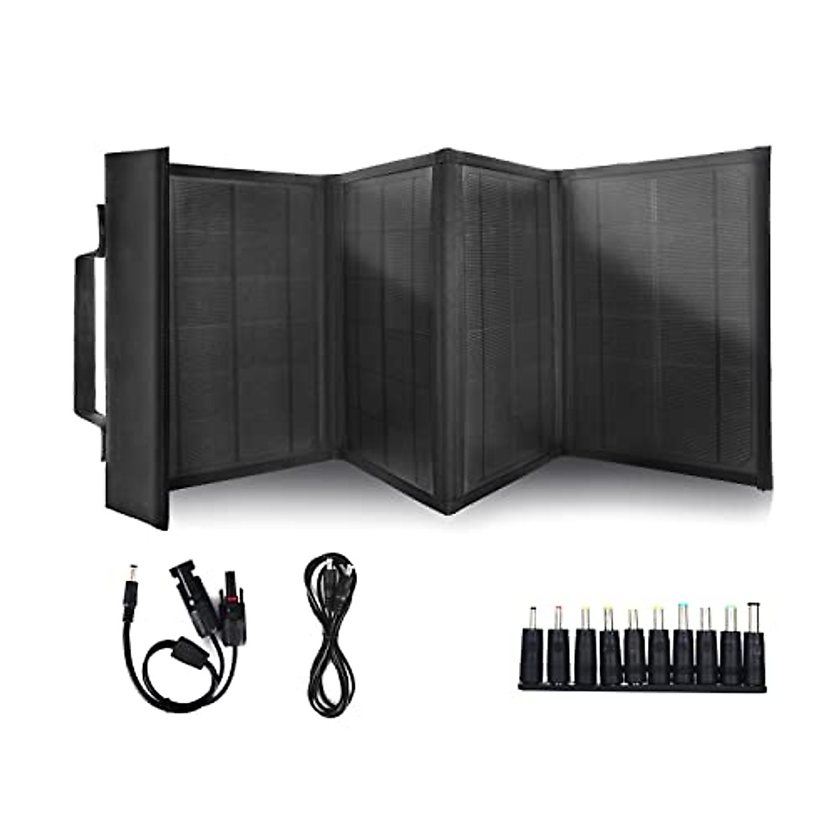 30W Portable Solar Panel, Folding Camping Solar Panel Mobile Charger, DC 12V, USB 2.0 5V, USB3.0 9V Compatible with Solar Generators Power Stations for Camping, Cell Phone, Tablet, RV, Hiking (Black)