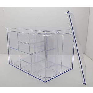 Clear Large Rigid Plastic Box 12 1/2" x 8 1/2" x 8 1/2" with Variety Boxes Inside (Round 4 1/4" Dia, 8" X 4" Rectangle, and 4" x 4" Square and Others)