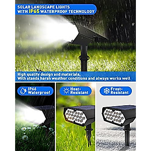 Trongle Solar Landscape Lights, [2 in 1] Bright Solar Spot Lights 2 Pack, IP65 Waterproof Solar Garden Light 6500K Path Light for Yard Garden Patio Driveway Porch Walkway Driveway Pool (Cool White)