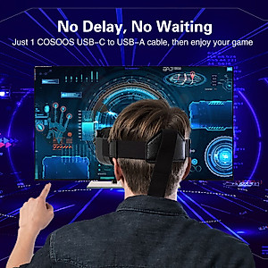 COSOOS 16.4ft/5m Long Link Cable for Quest 3/2/Pro/1, Pico4, VR Headset & Gaming PC, Fast Charging & Computer Data Transfer 90 Degree Type C to A USB 3.2 Gen1 Cable