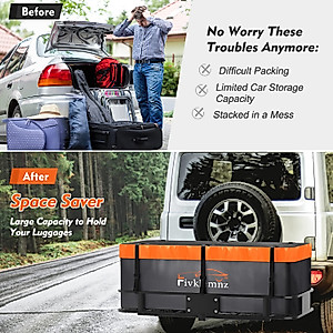 Hitch Mount Cargo Carrier Bag, 20 Cubic Feet 100% Waterproof Car Tray Luggage Bag (59" 24" 24") with 6 Reinforced Straps + 1 Combination Lock, Fits for All Vehicles with Steel Trailer Basket (Large)